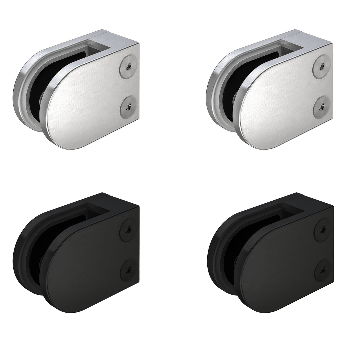 Glass Clamp Round Stainless Steel Flat Mount 4 Pack - Stainless Steel ...