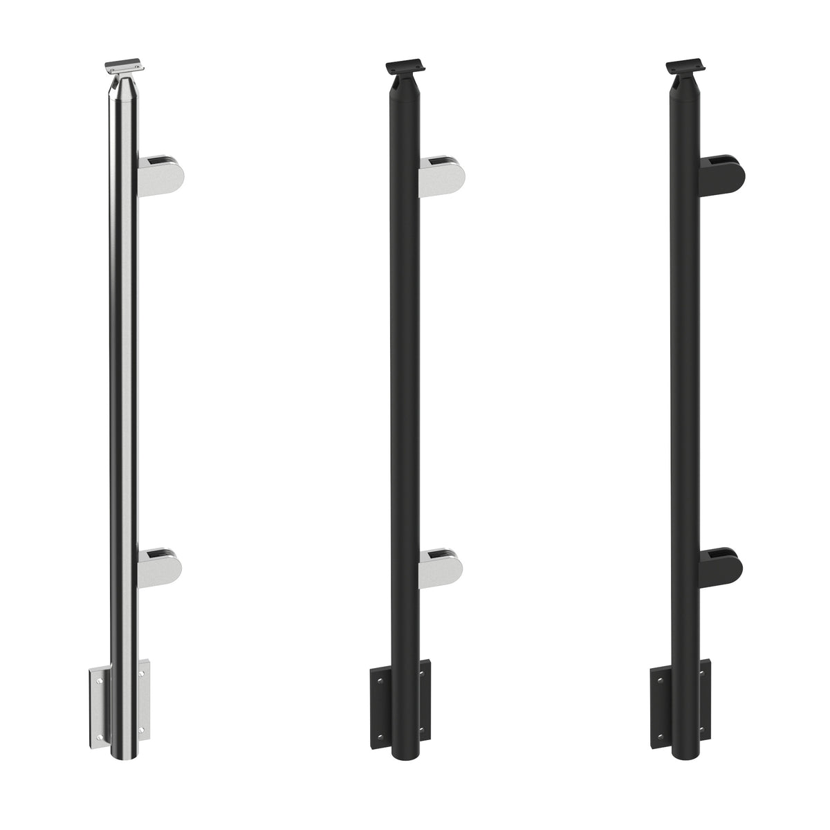 Glass Railing Round Fascia Mount Post with Handrail Bracket – Inline Design